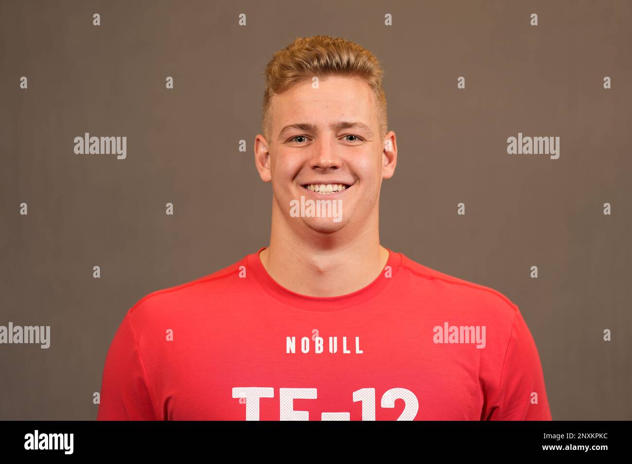 Air Force tight end Kyle Patterson poses for a portrait at the NFL football Combine on Wednesday ...
