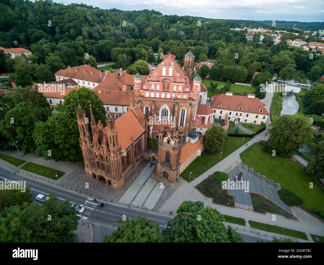 Vilnius Old Town and St. Anne Church with Hill of Three Crosses in ...