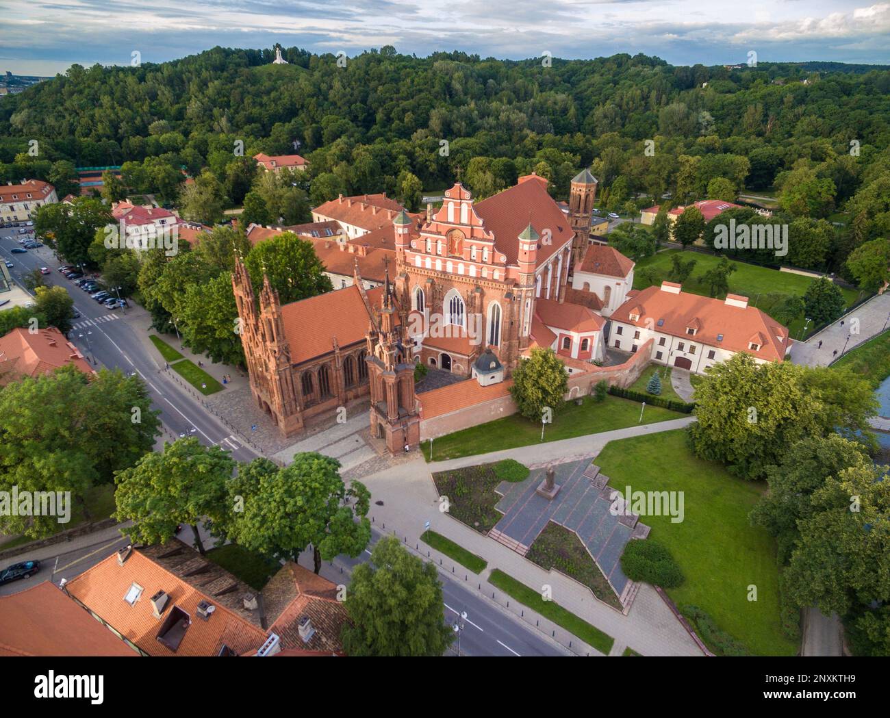 Vilnius Old Town and St. Anne Church with Hill of Three Crosses in ...