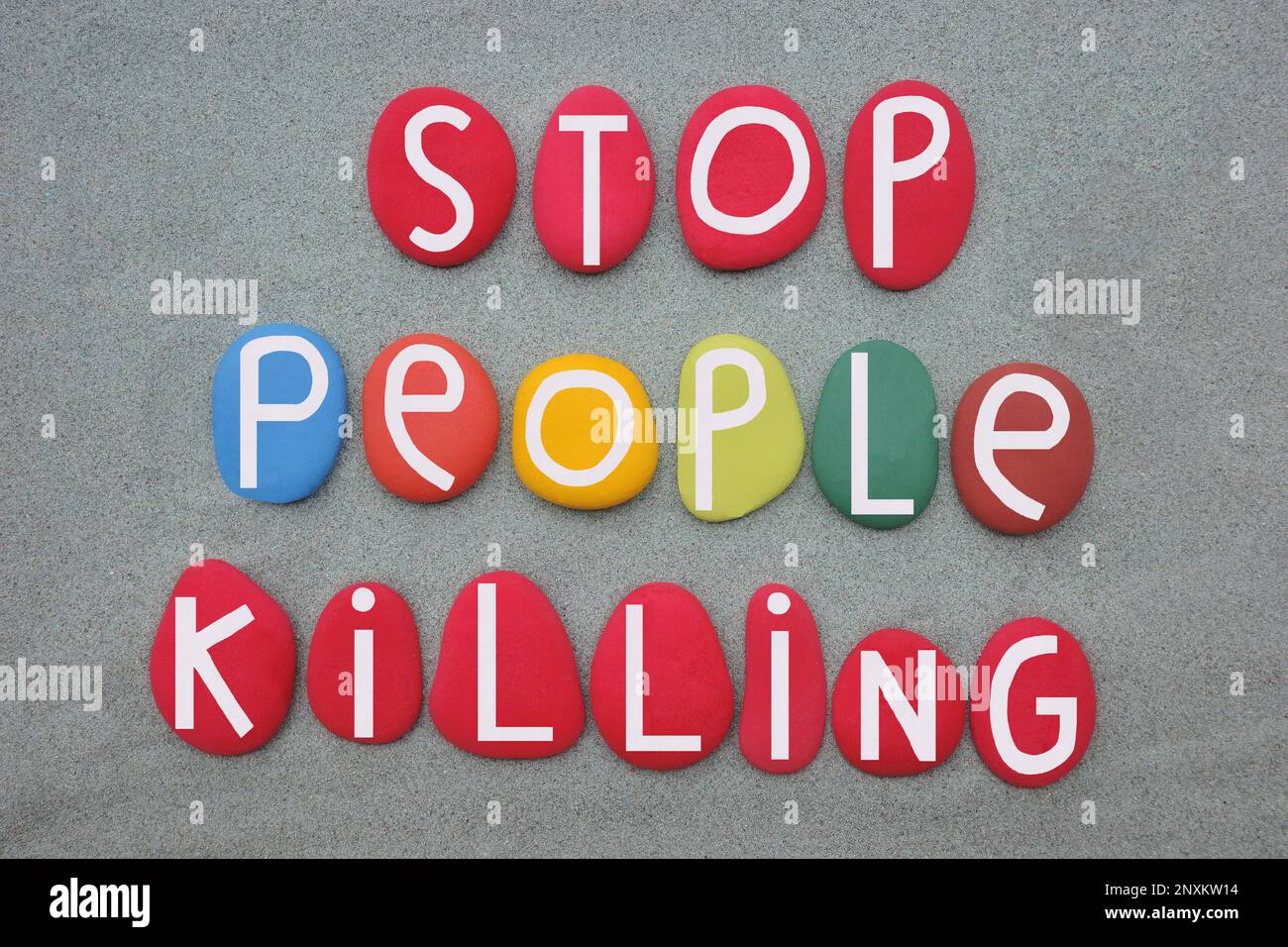 Stop people killing, social and creative message composed with multi ...