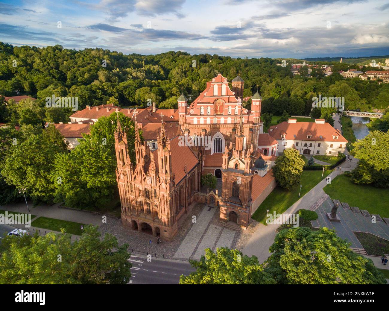 Vilnius Old Town and St. Anne Church with Hill of Three Crosses in ...