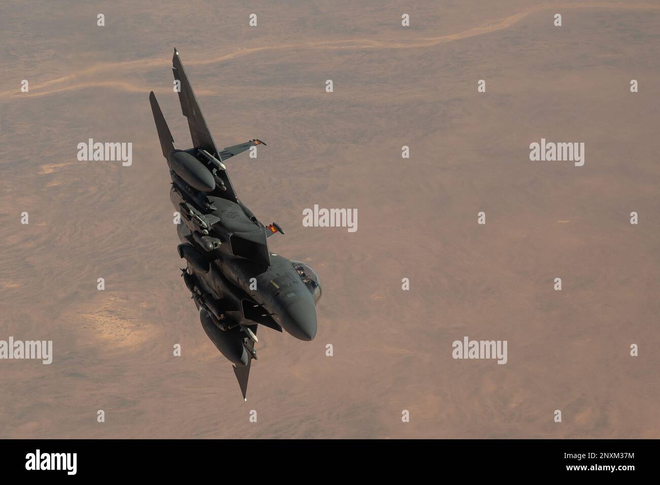 A U.S. Air Force F-15E Strike Eagle assigned to the 389th Expeditionary ...