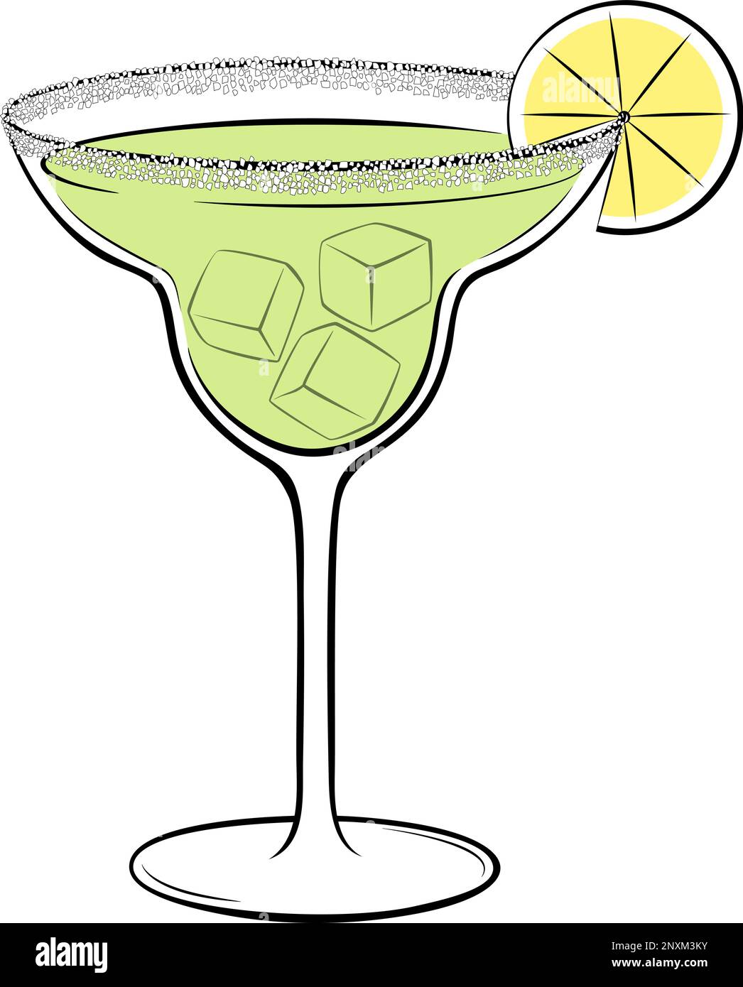 Margarita cocktail with lime wedge and a salt rim on a glass.Classic ...