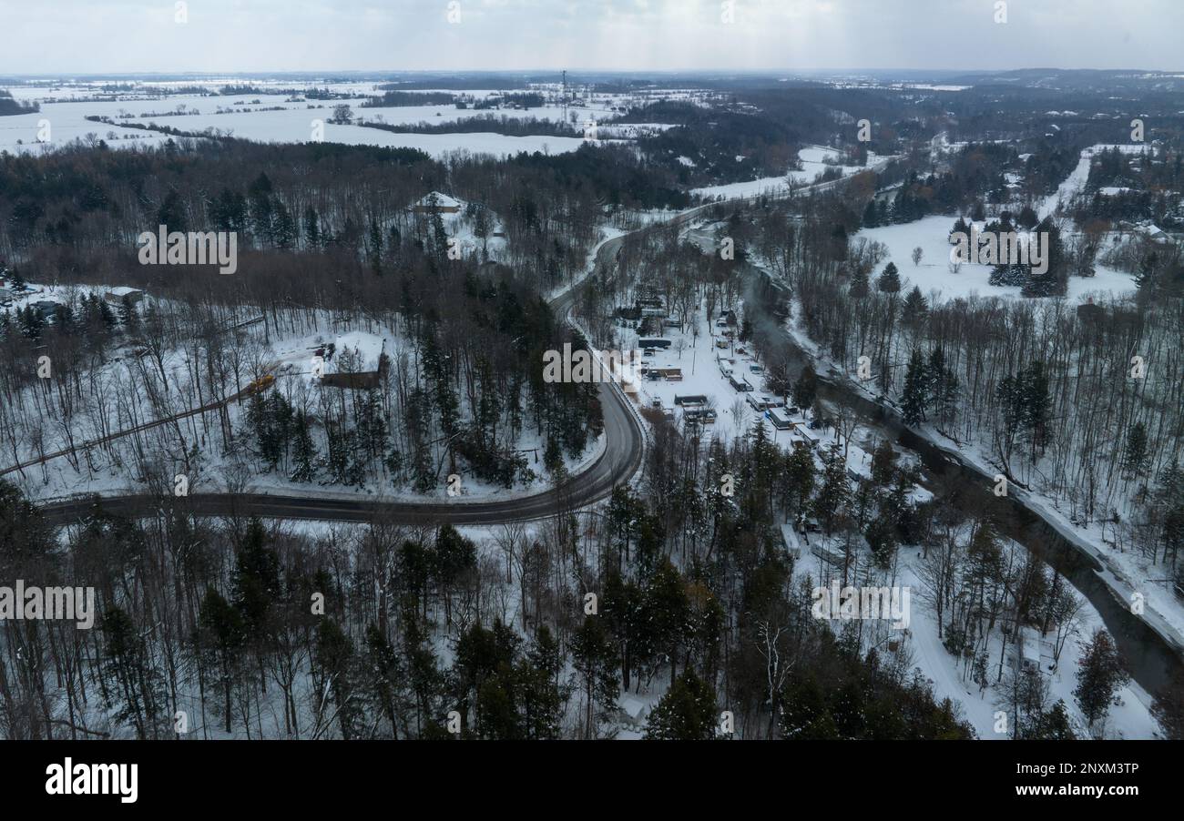 Aerial view winter hilly rural hi-res stock photography and images - Alamy