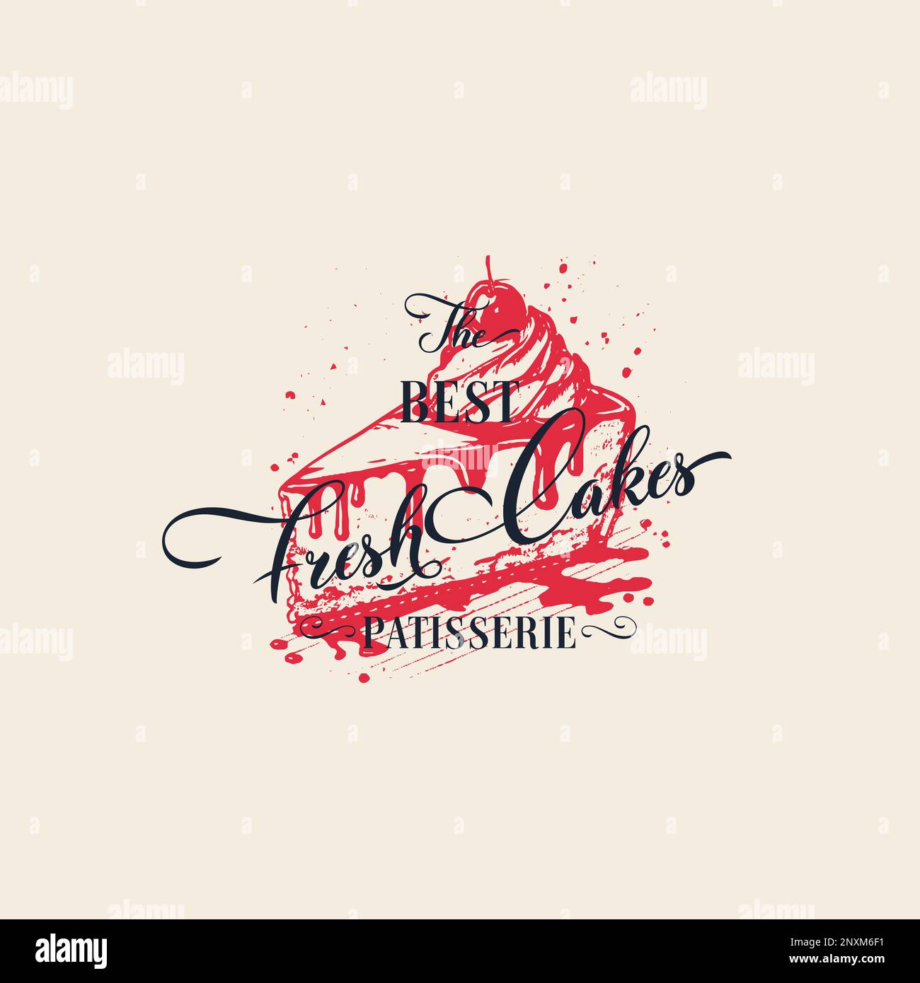 Hand-cooked Bakery Cake Abstract Sign, Symbol or Logo Template. Hand ...