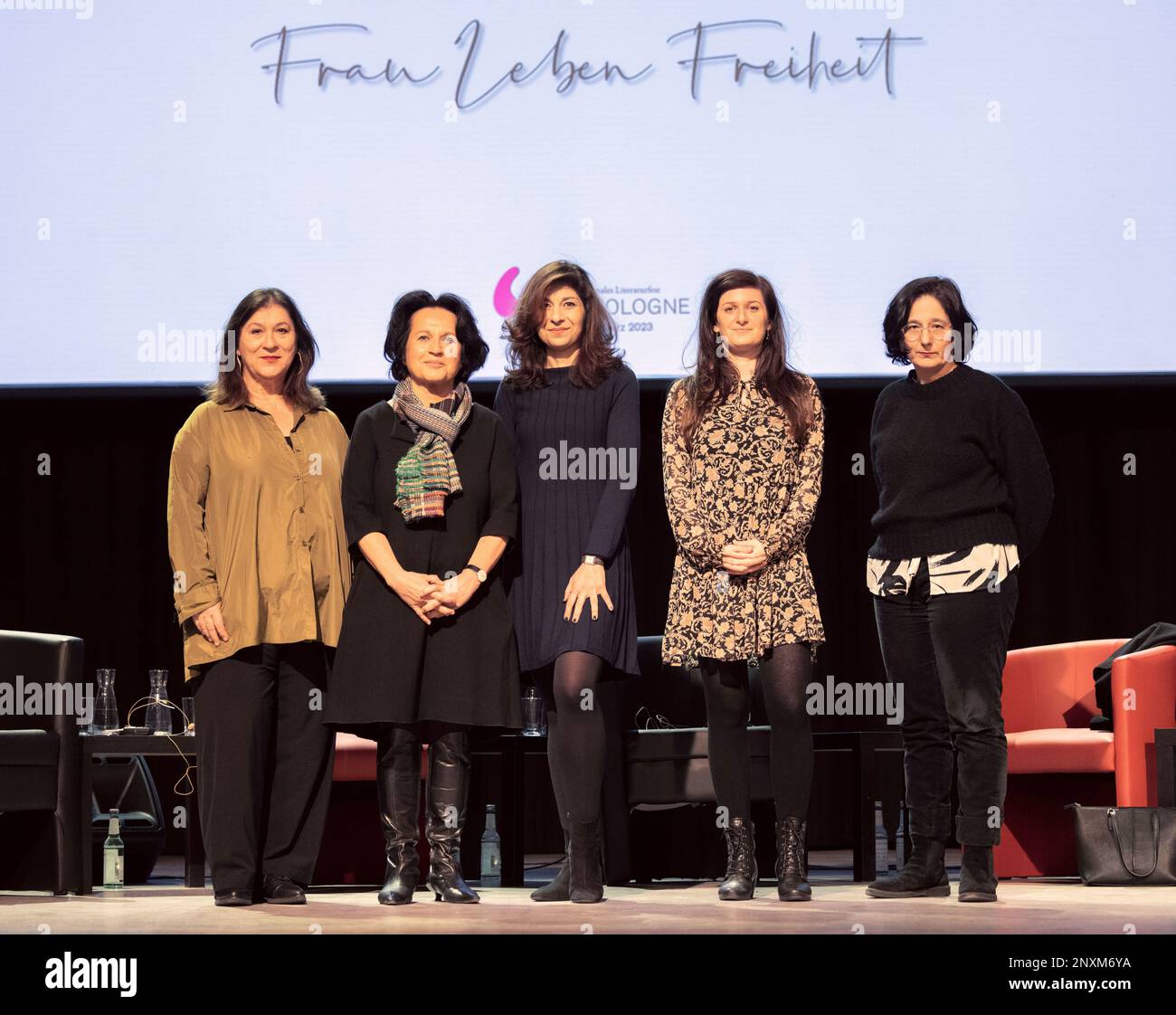 Cologne, Germany. 01st Mar, 2023. Actress Eva Mattes (l-r), journalist ...