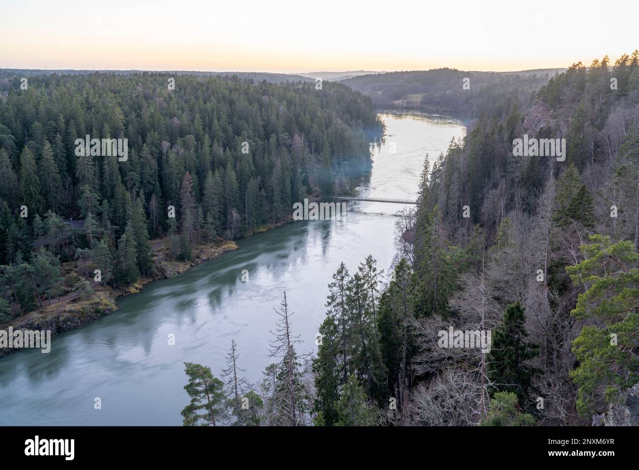 Scandinavian Wilderness View over Gota alv river from Kopparklinten ...