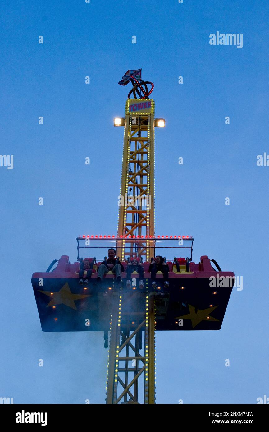 Switzerland, Canton Ticino, Bellinzona, amusement park, drop tower ...