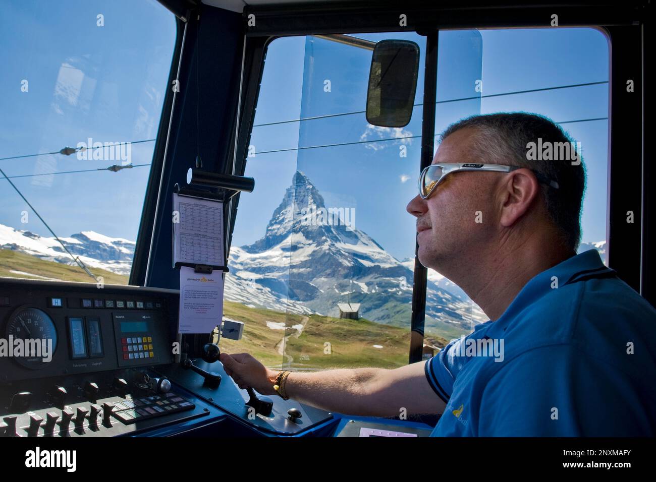 Switzerland, Canton Valais, Zermatt, Gornergrat Bahn railway, train ...