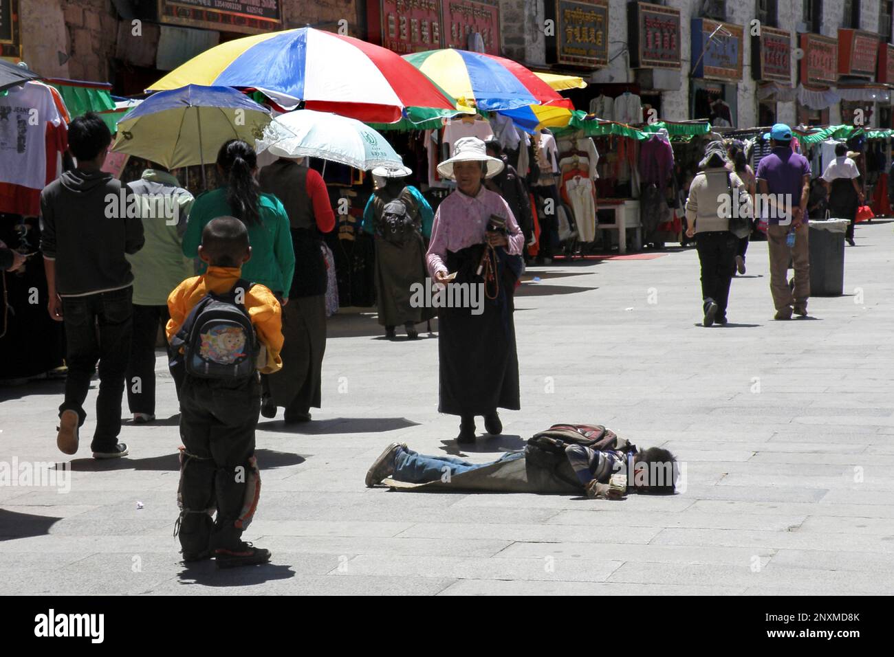 Pilgrim at prayer, Barkhor, Lhasa, Tibet, China Stock Photo - Alamy