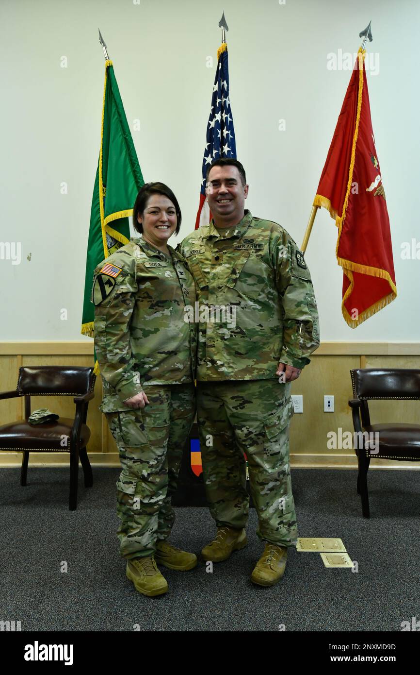 U.S. Army Col. Amanda Doyle, left, deputy commander of the 205th ...
