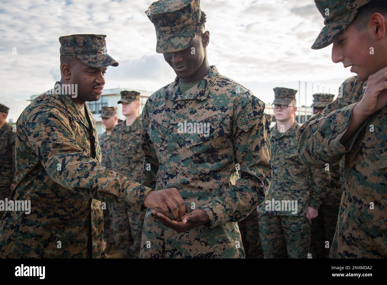 U.S. Marine Corps Cpl. Nolan C. Haynes, left, inventory management ...