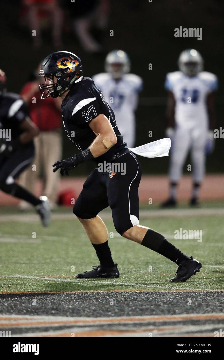 Erie Cathedral Prep Ramblers linebacker Matthew Bauer (27) makes a move ...