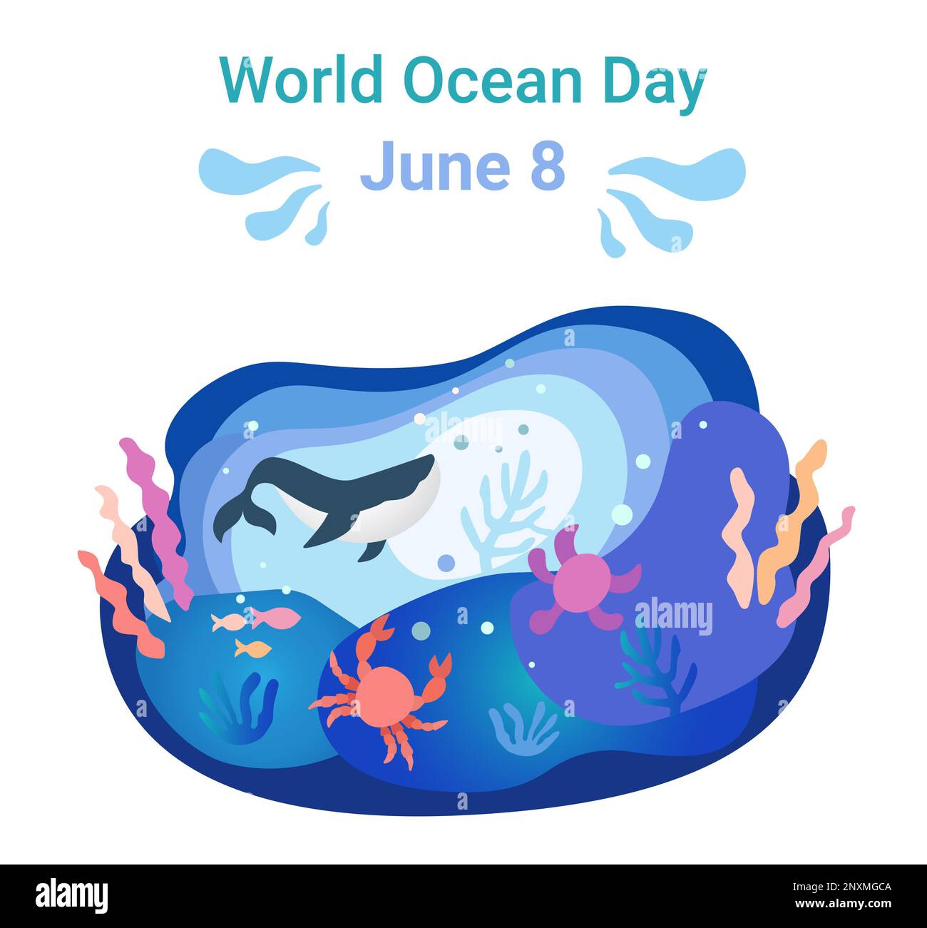 World Ocean Day. June 8. The ocean in which the whale, crab, turtle ...