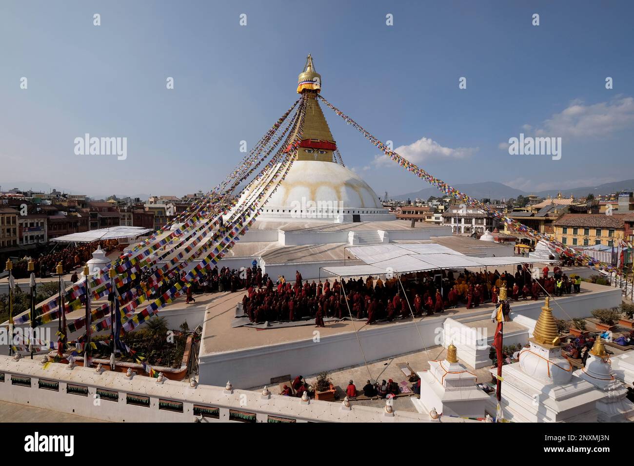 Nepal, Bouddhanath, local stupa and daily life Stock Photo - Alamy
