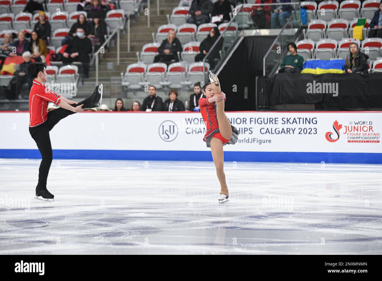 Yixi YANG & Shunyang DENG (CHN), during Junior Pairs Short Program, at ...