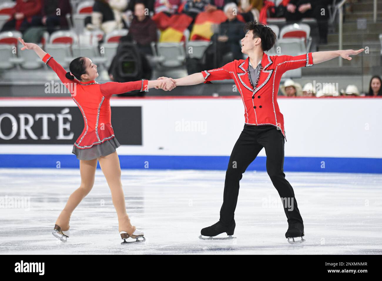 Yixi YANG & Shunyang DENG (CHN), during Junior Pairs Short Program, at ...