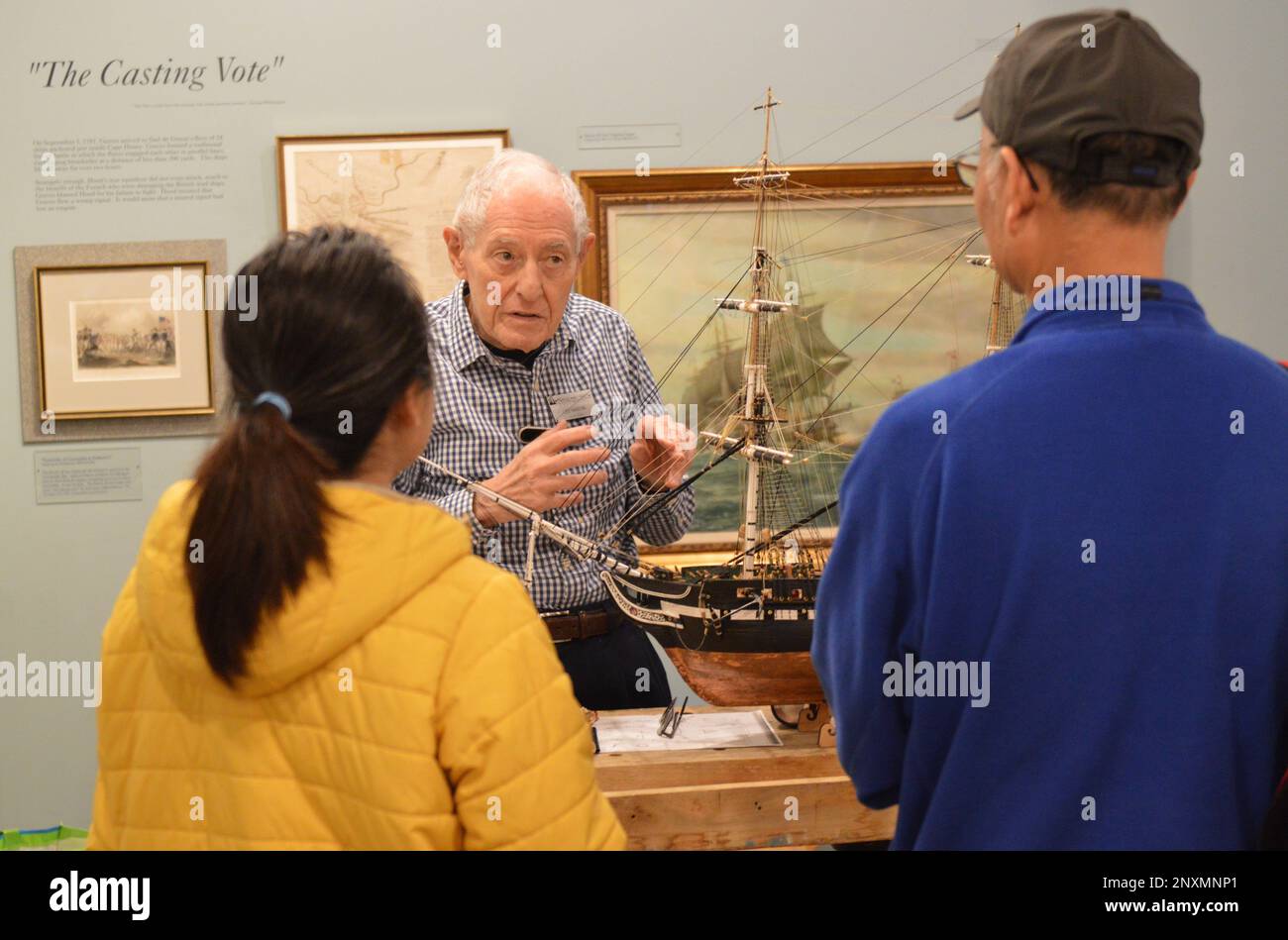 Norfolk (February 22, 2023) Lee Martin, a volunteer model ship builder ...