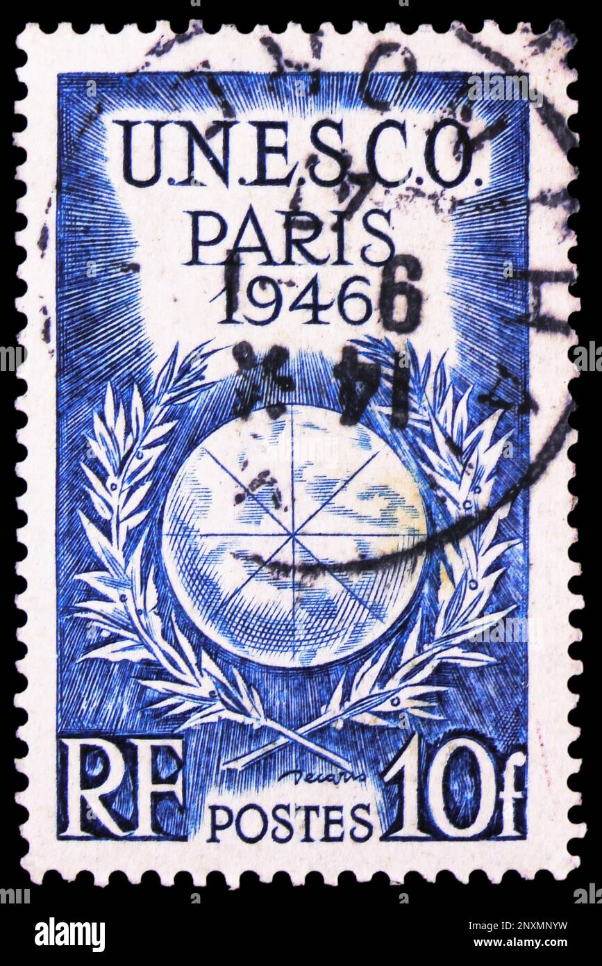 MOSCOW, RUSSIA - FEBRUARY 15, 2023: Postage stamp printed in France ...