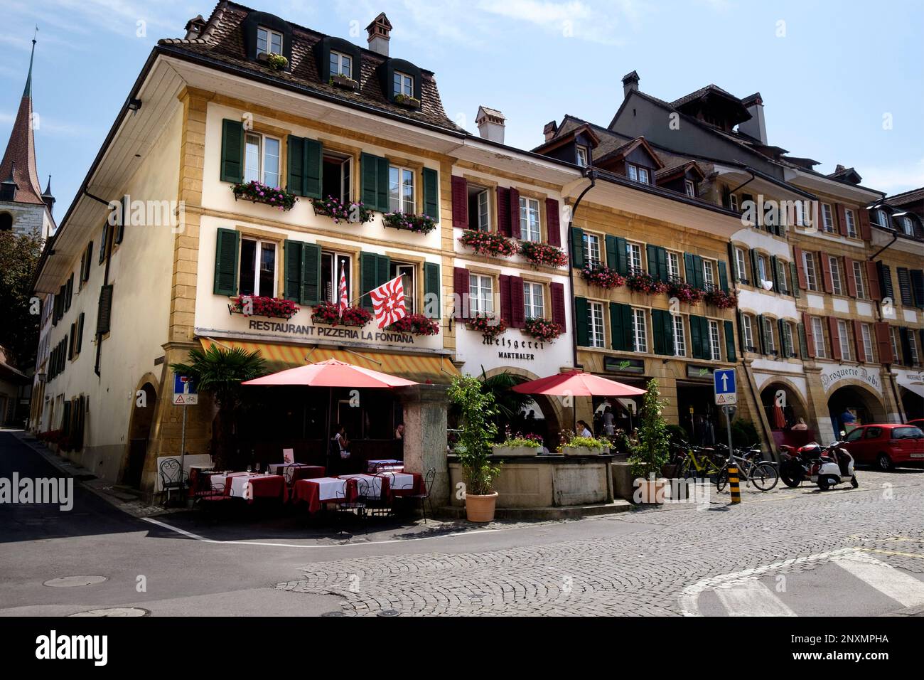 Switzerland, Canton Fribourg, Murten, Morat, Old city Stock Photo - Alamy