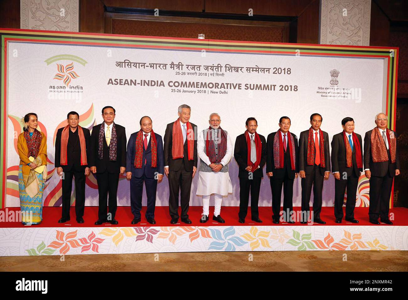 Indian PM Narendra Modi welcomes 10 Asean leaders at a commemorative summit to mark 25 years of ...