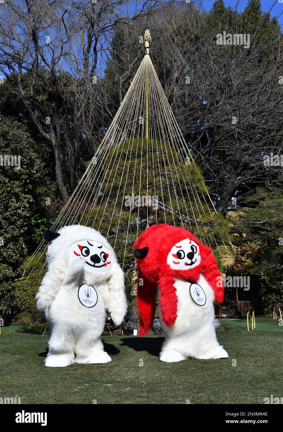 The official mascot characters of the 2019 Rugby World Cup "REN" (L ...