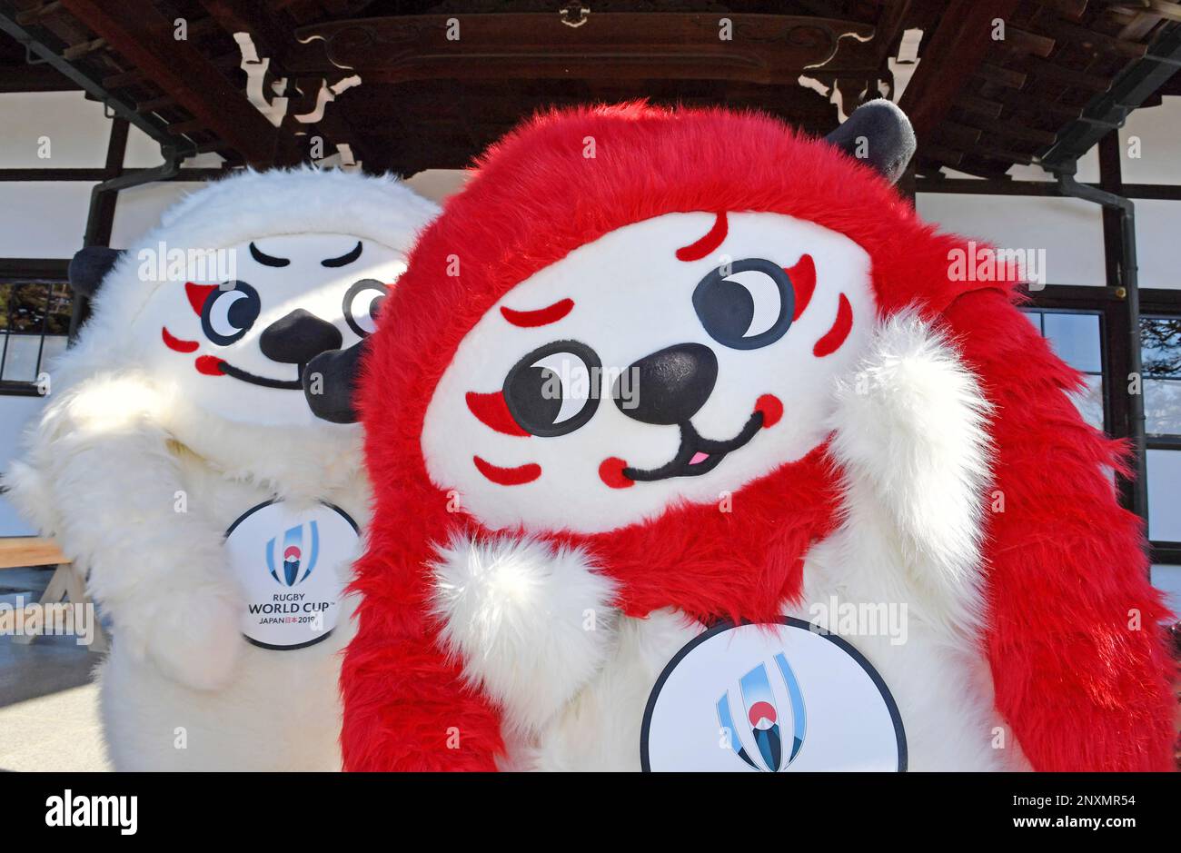 The official mascot characters of the 2019 Rugby World Cup "REN" (L ...
