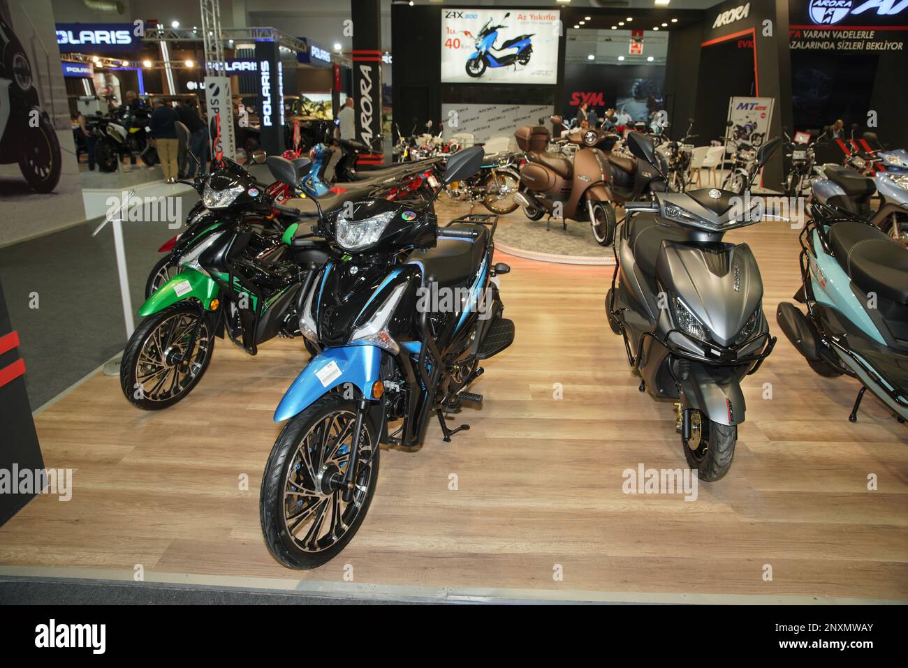 ISTANBUL, TURKEY - APRIL 23, 2022: Motorcycles on display at Motobike ...
