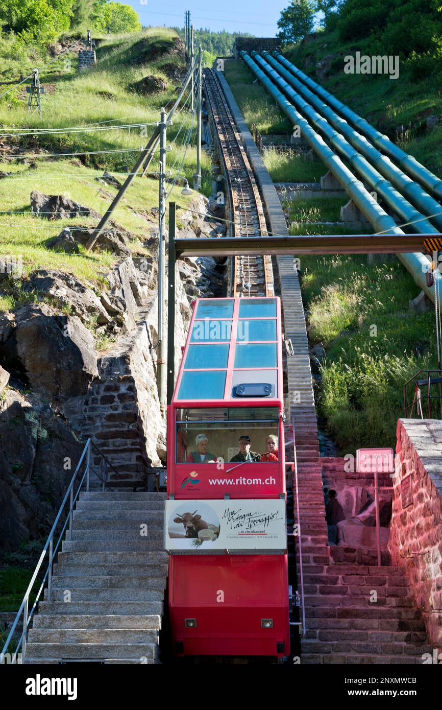 Switzerland, Canton Ticino, Ritom-Piora, Cable car rope Stock Photo - Alamy