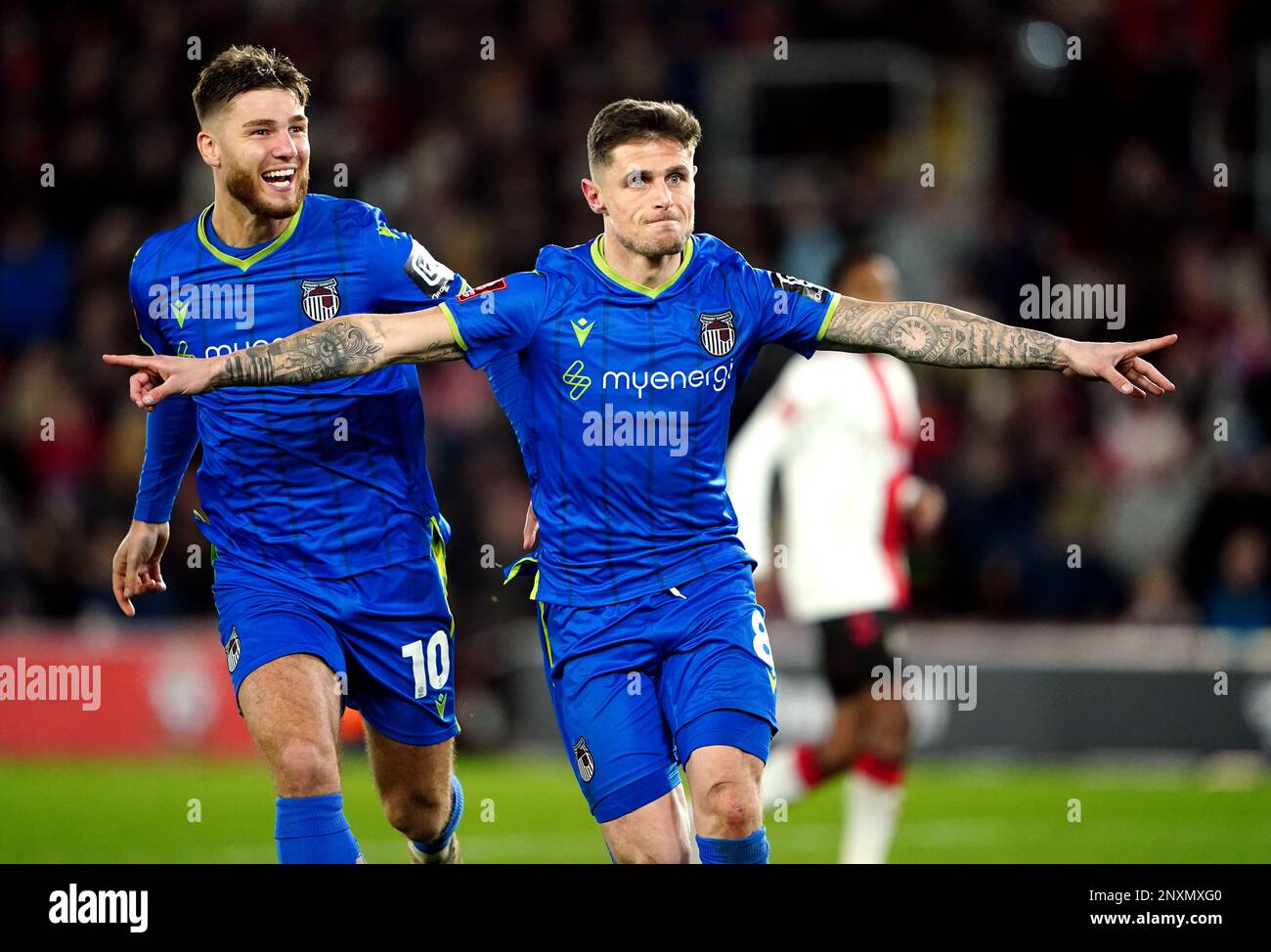 Grimsby Town's Gavan Holohan celebrates scoring his sides second goal ...
