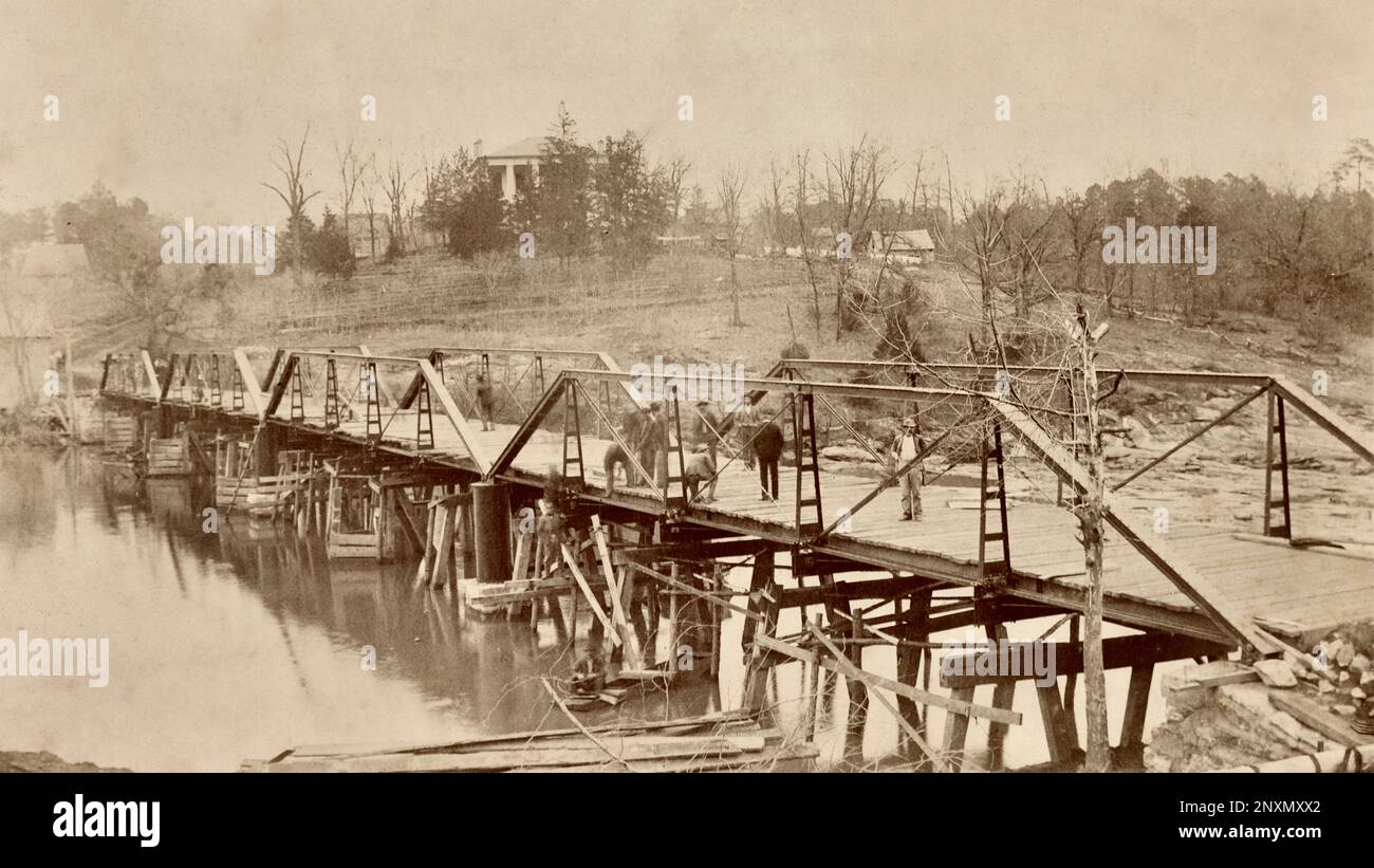 Bridge under construction in Georgia about 1890 or 1900, High Shoals ...