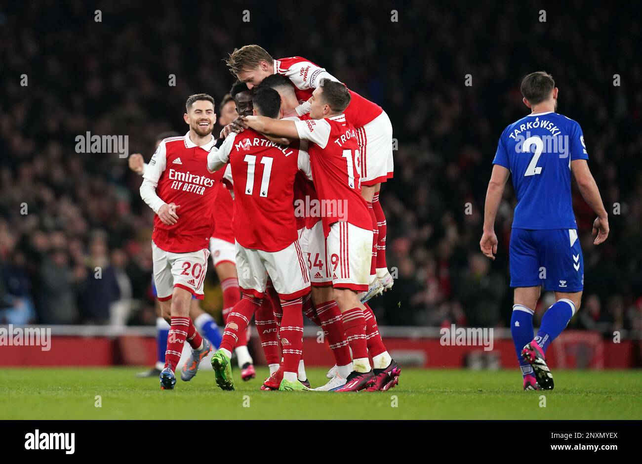 Arsenal’s Gabriel Martinelli celebrates scoring their side's second ...