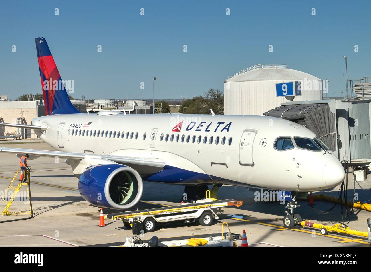 Austin, Texas - February 2023: Delta Air Lines Airbus A220 passenger ...