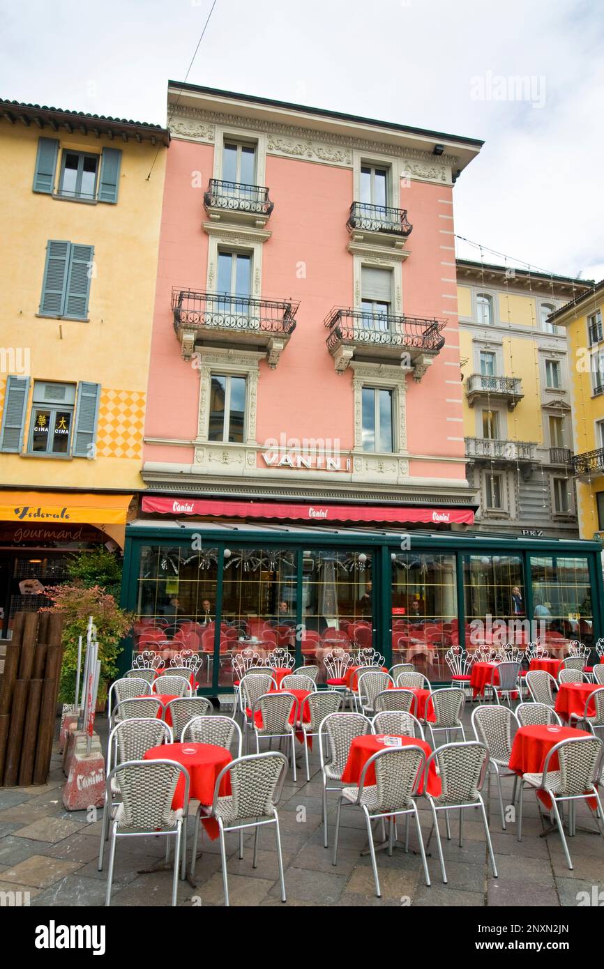 Vanini bar, Piazza della Riforma, Lugano, Switzerland Stock Photo - Alamy