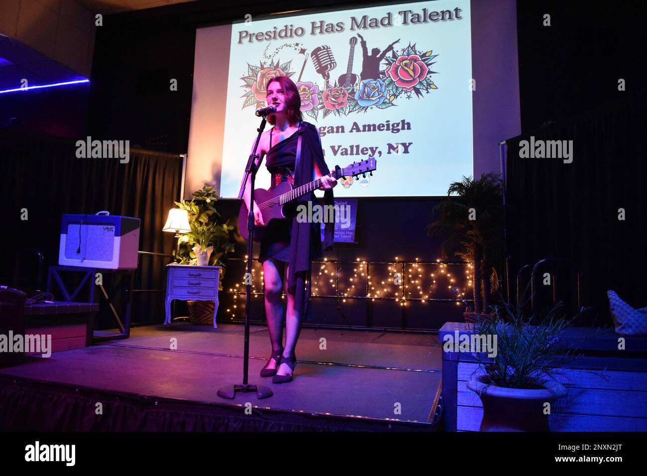 Airman 1st Class Megan Ameigh sings “Viva La Vida” by Coldplay during ...