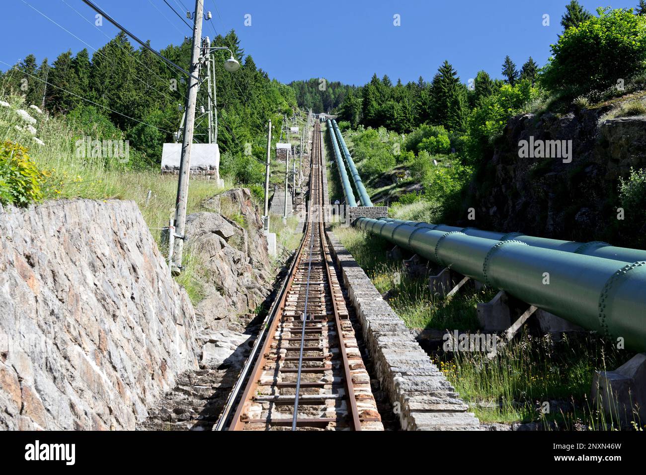 Switzerland, Canton Ticino, Ritom-Piora, Cable car rope Stock Photo - Alamy