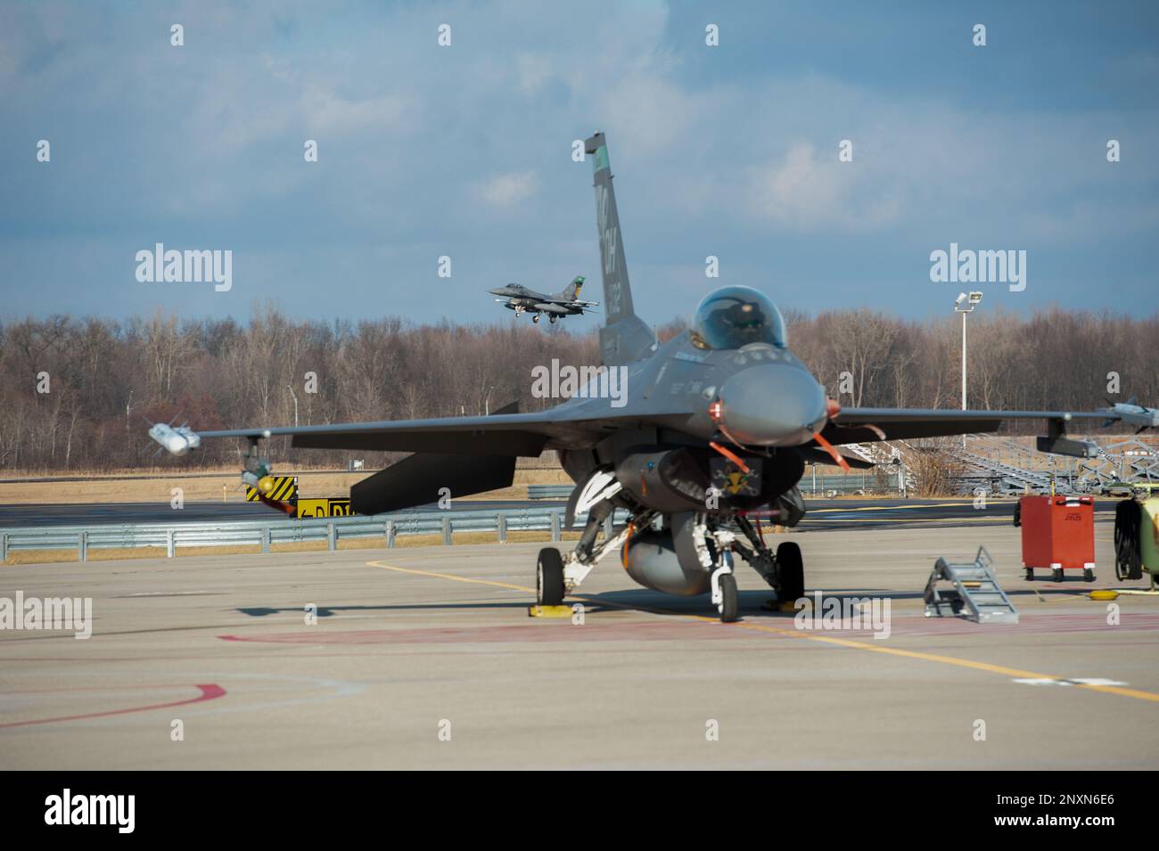A U.S. Air Force F-16 Fighting Falcon, assigned to the Ohio National ...