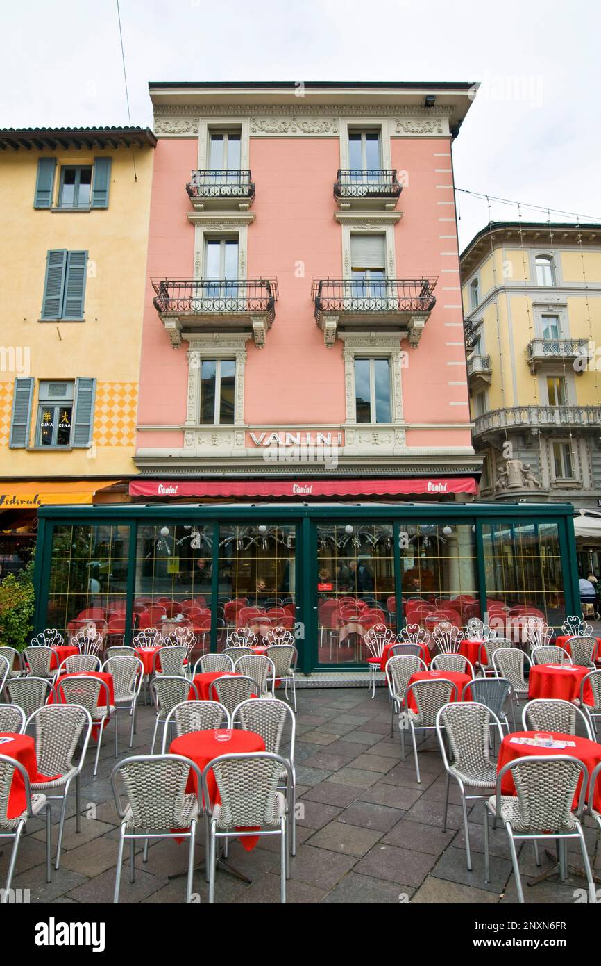Vanini bar, Piazza della Riforma, Lugano, Switzerland Stock Photo - Alamy