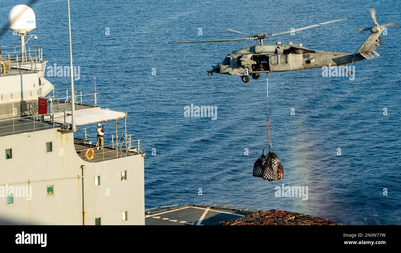 230116-N-NX635-1085 SOUTH CHINA SEA (Jan. 16, 2023) An MH-60S Sea Hawk ...