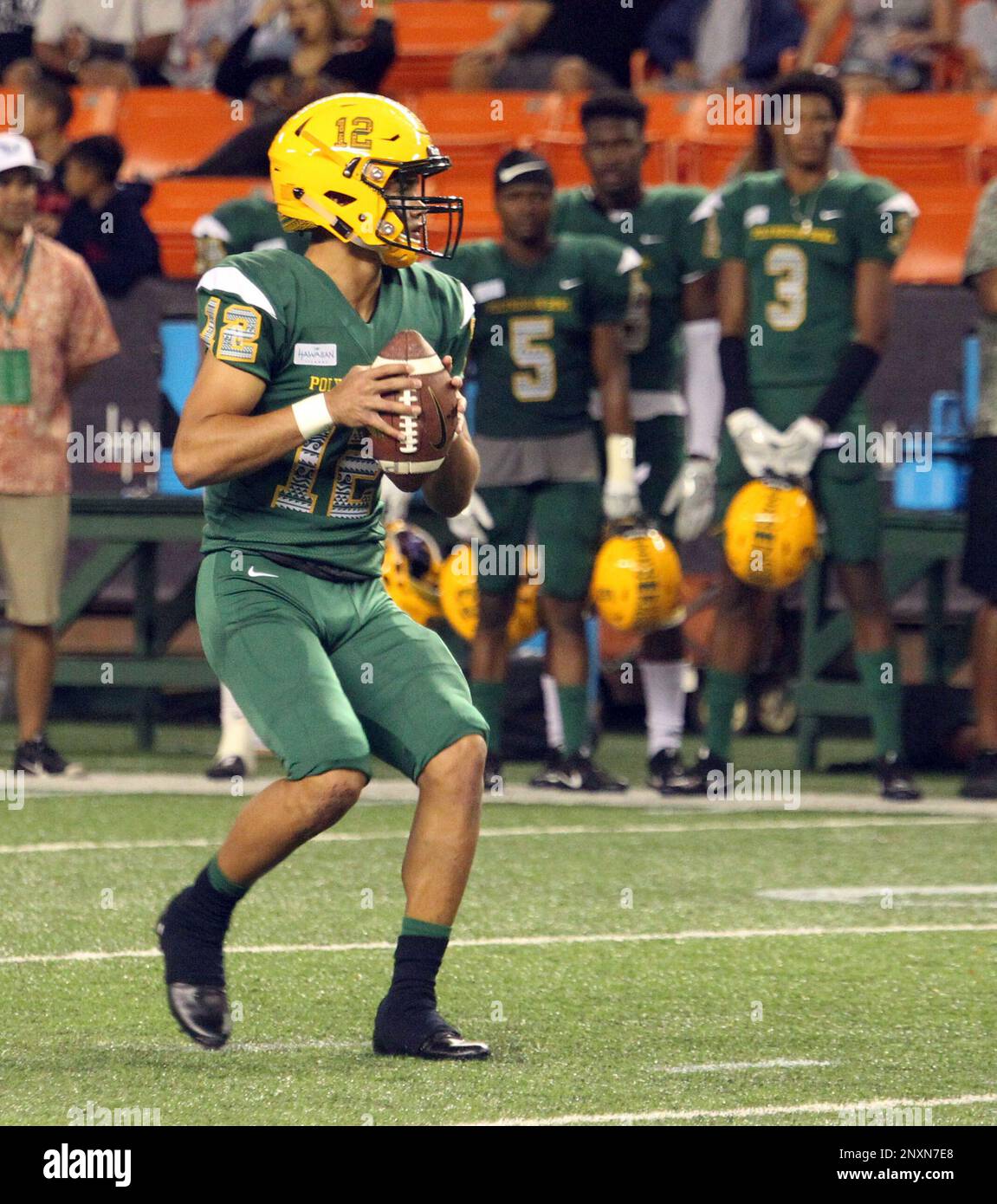 January 20, 2018 - Team Mauka quarterback Chevan Cordeiro #12 (Saint ...