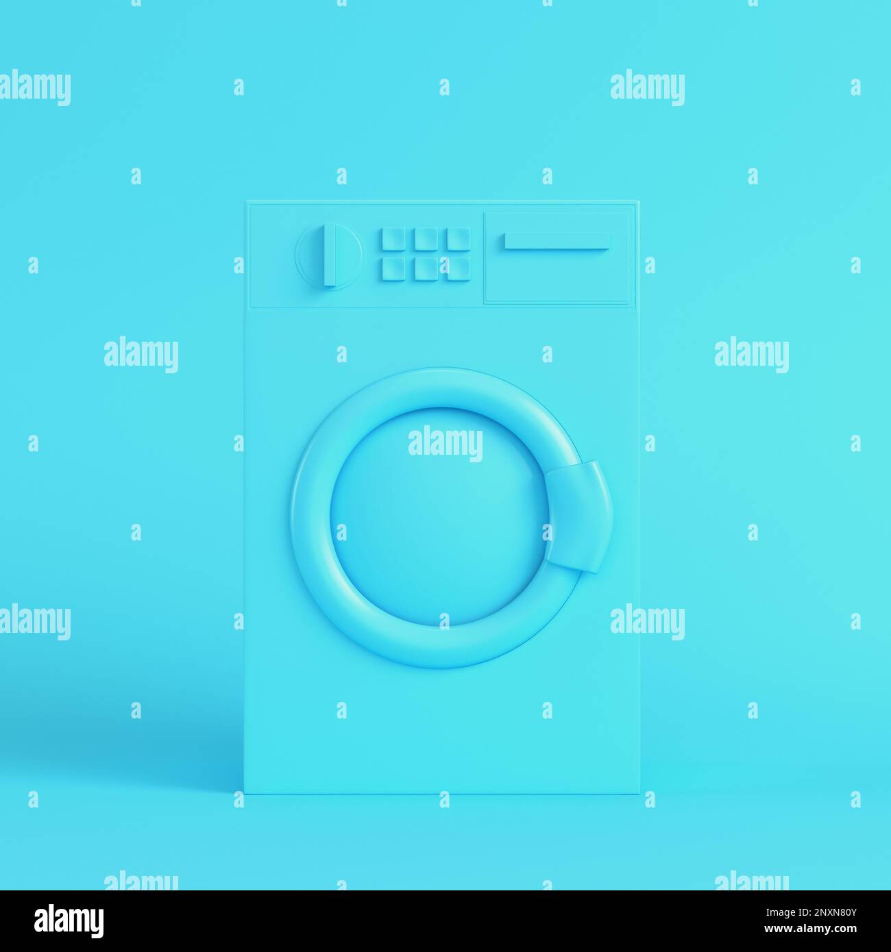 Washing mashine on bright blue background in pastel colors. Minimalism ...