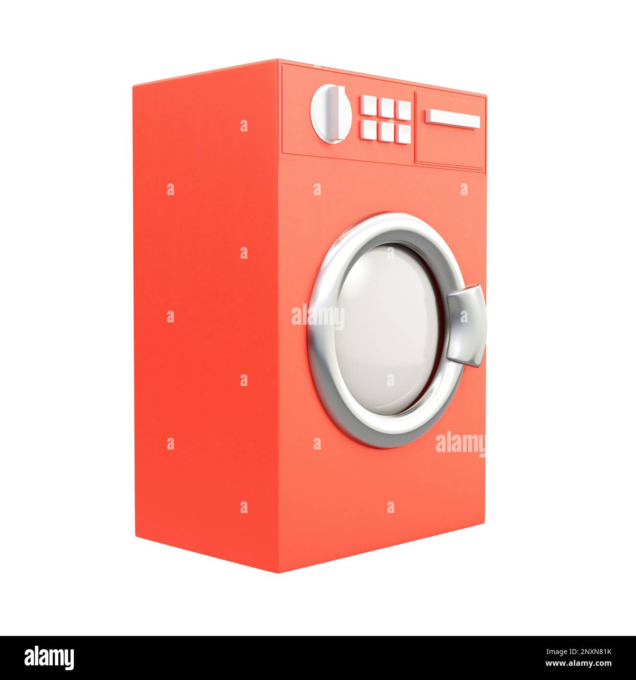 Red washing mashine isolated on white background. 3d rendering Stock ...
