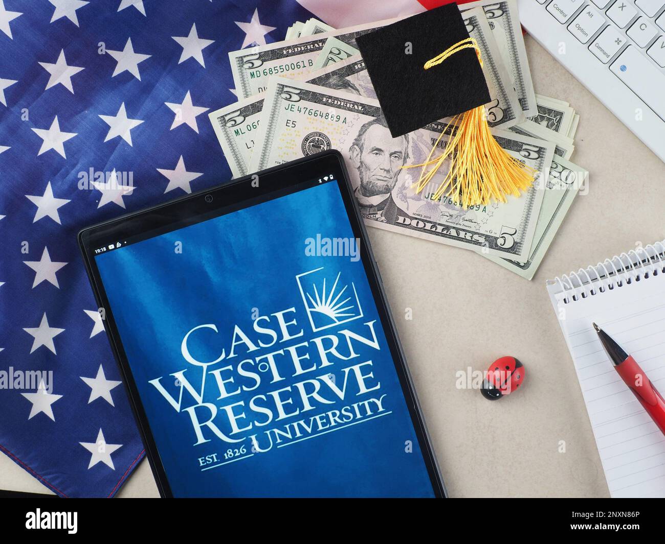 In this photo illustration, Case Western Reserve University logo seen ...