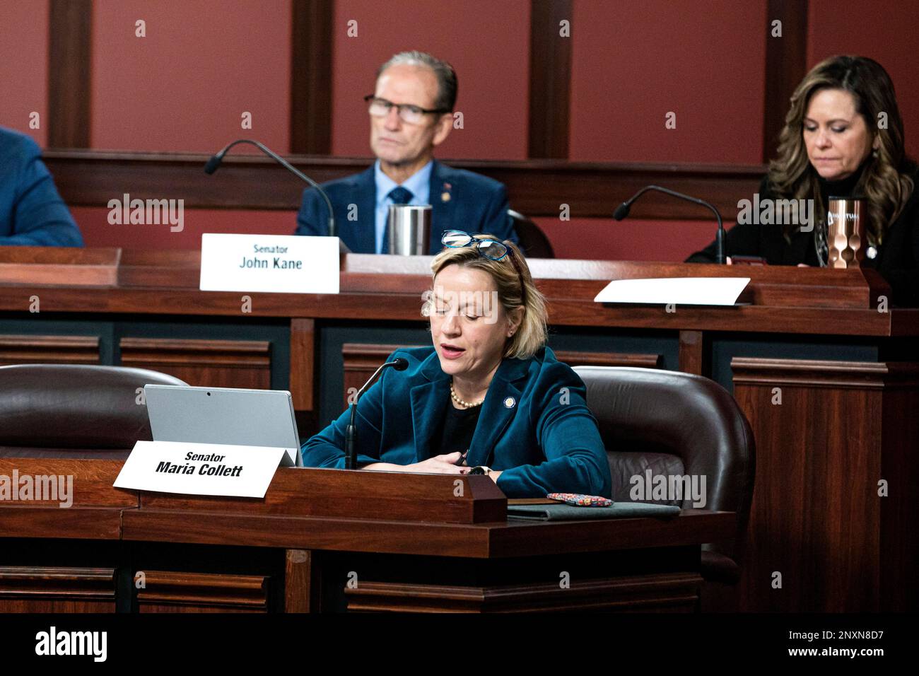 State Sen. Maria Collett speaks during a Pennsylvania state Senate ...