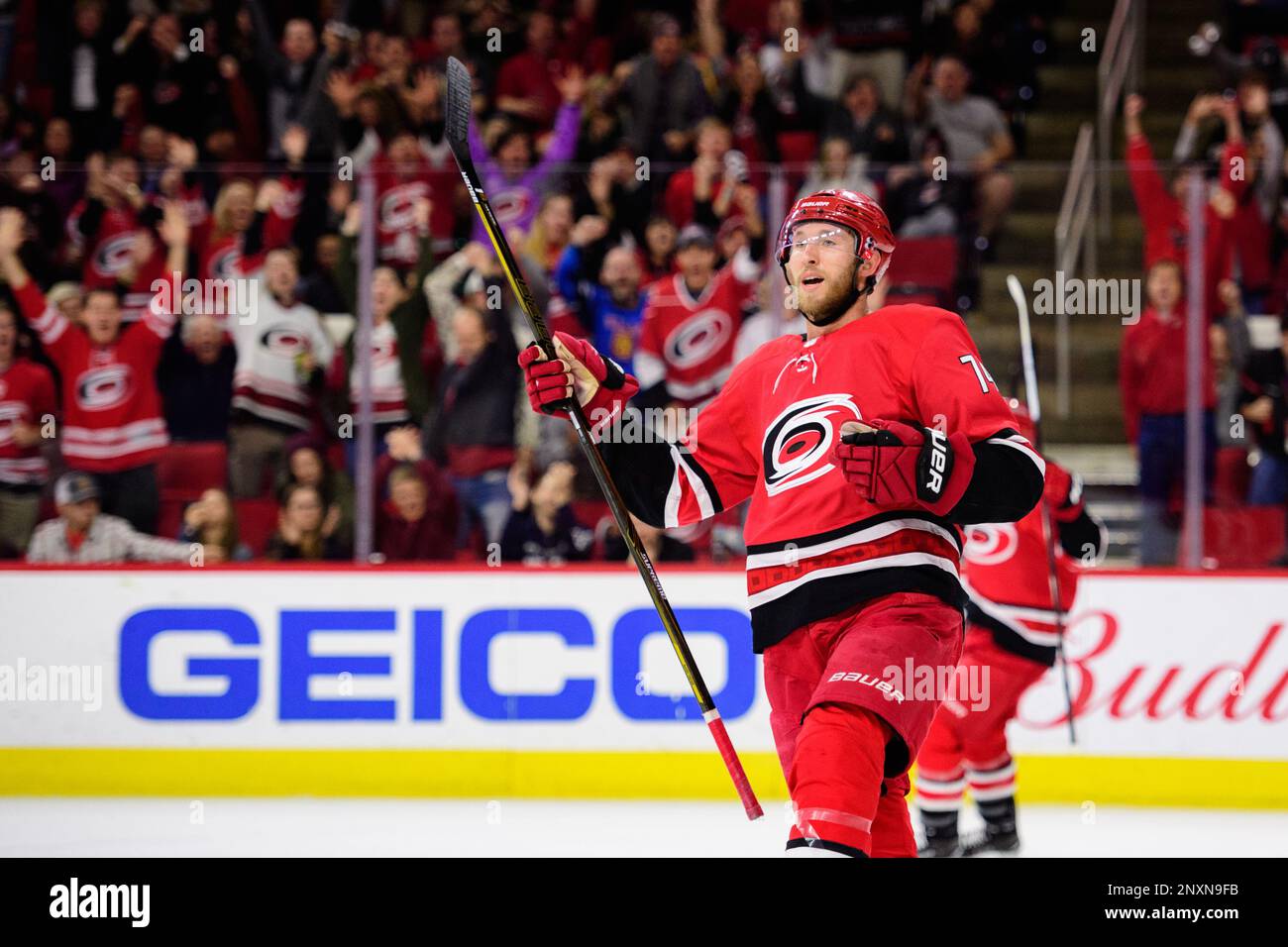 Carolina Hurricanes defenseman Jaccob Slavin (74) during the NHL game ...