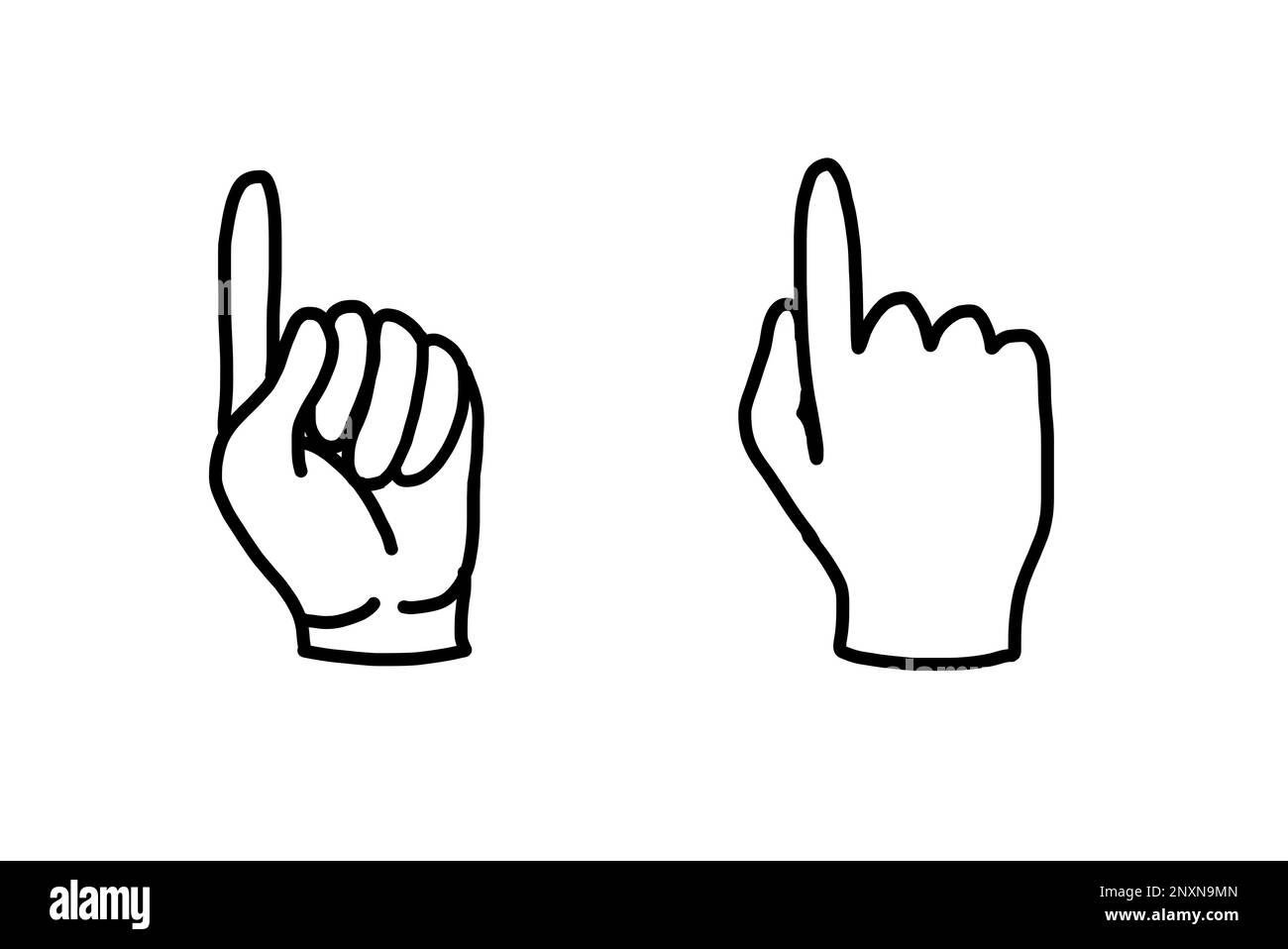 Hand with first finger in outline doodle style. Vector illustration ...