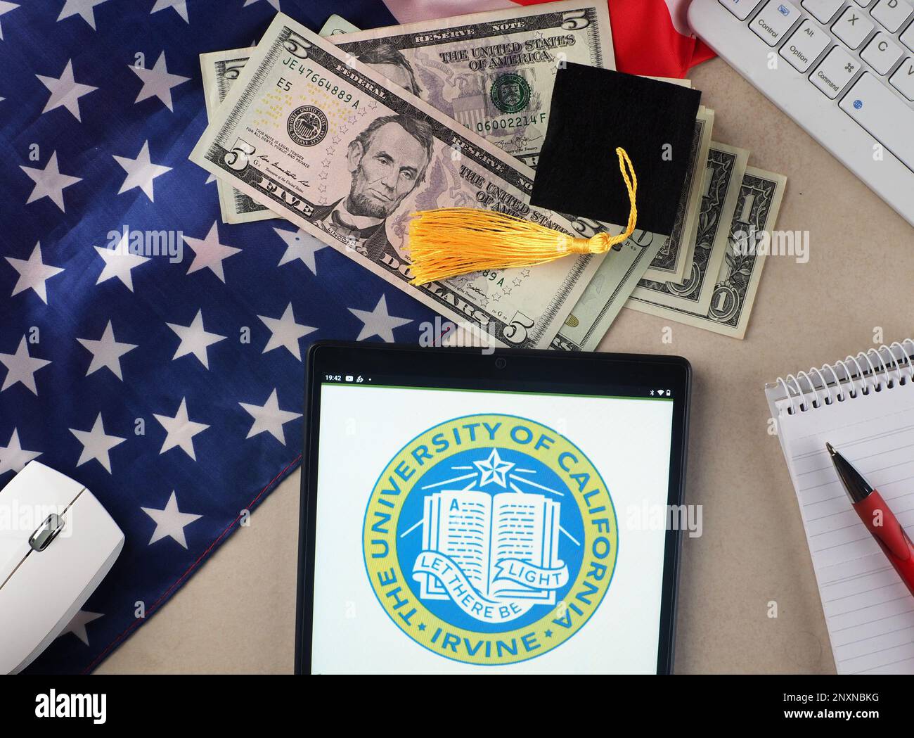 In this photo illustration, University of California, Irvine (UCI) logo ...