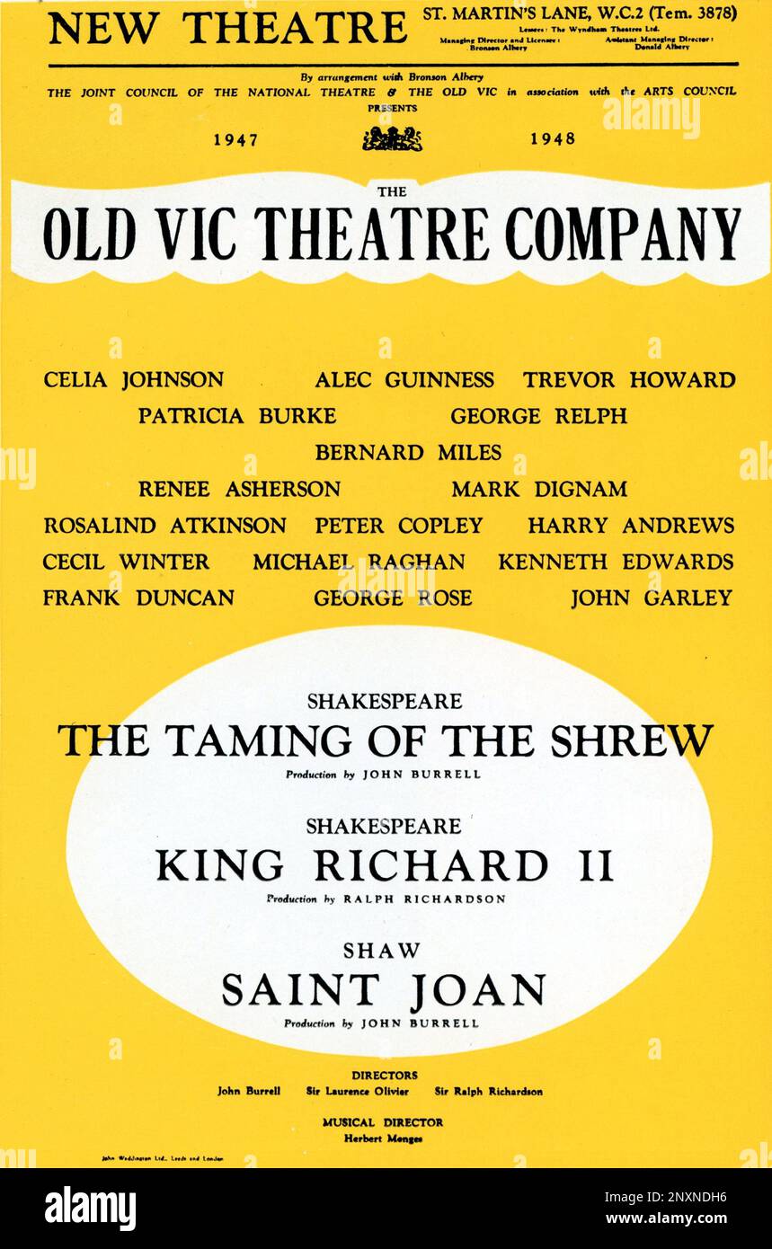 Playbill designed by S. JOHN WOODS for CELIA JOHNSON ALEC GUINNESS ...