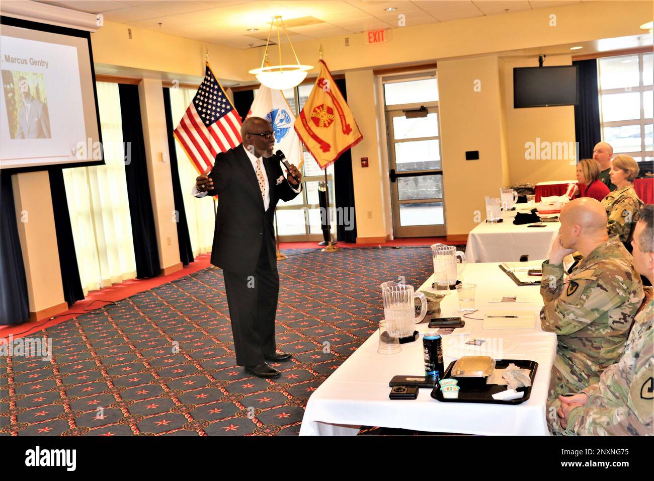 Guest speaker Marcus Gentry gives his presentation about Martin Luther ...