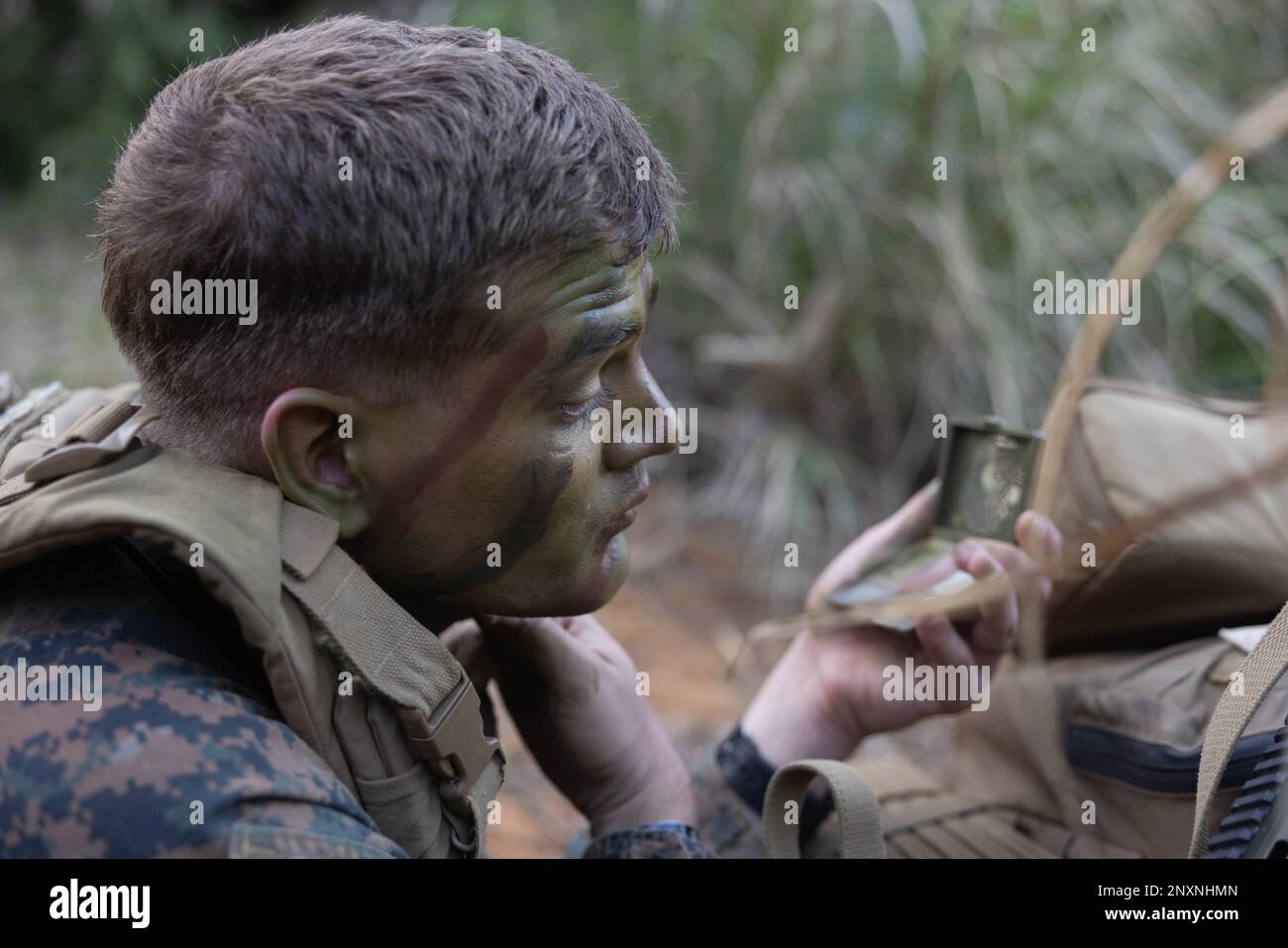 U.S. Marine Corps Cpl. Hunter Moran, a rifleman with 1st Battalion, 2nd ...